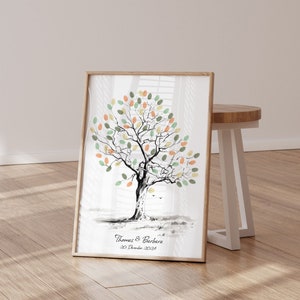 PRINTABLE GUEST BOOK, Rustic Tree Fingerprint Guest Book, Personalized ...