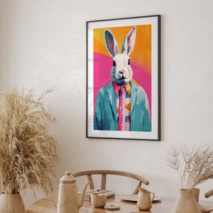 Dapper Bunny: A Colorful Modern Art Poster, Printable Art, Bunny Wall ...
