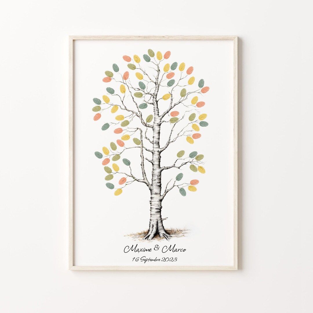 Tree of Love Guest Book, PRINTABLE GUEST BOOK, Wedding Fingerprint Tree, Customizable Guest Book ...
