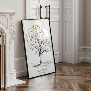 PRINTABLE GUEST BOOK, Rustic Tree Fingerprint Guest Book, Personalized ...