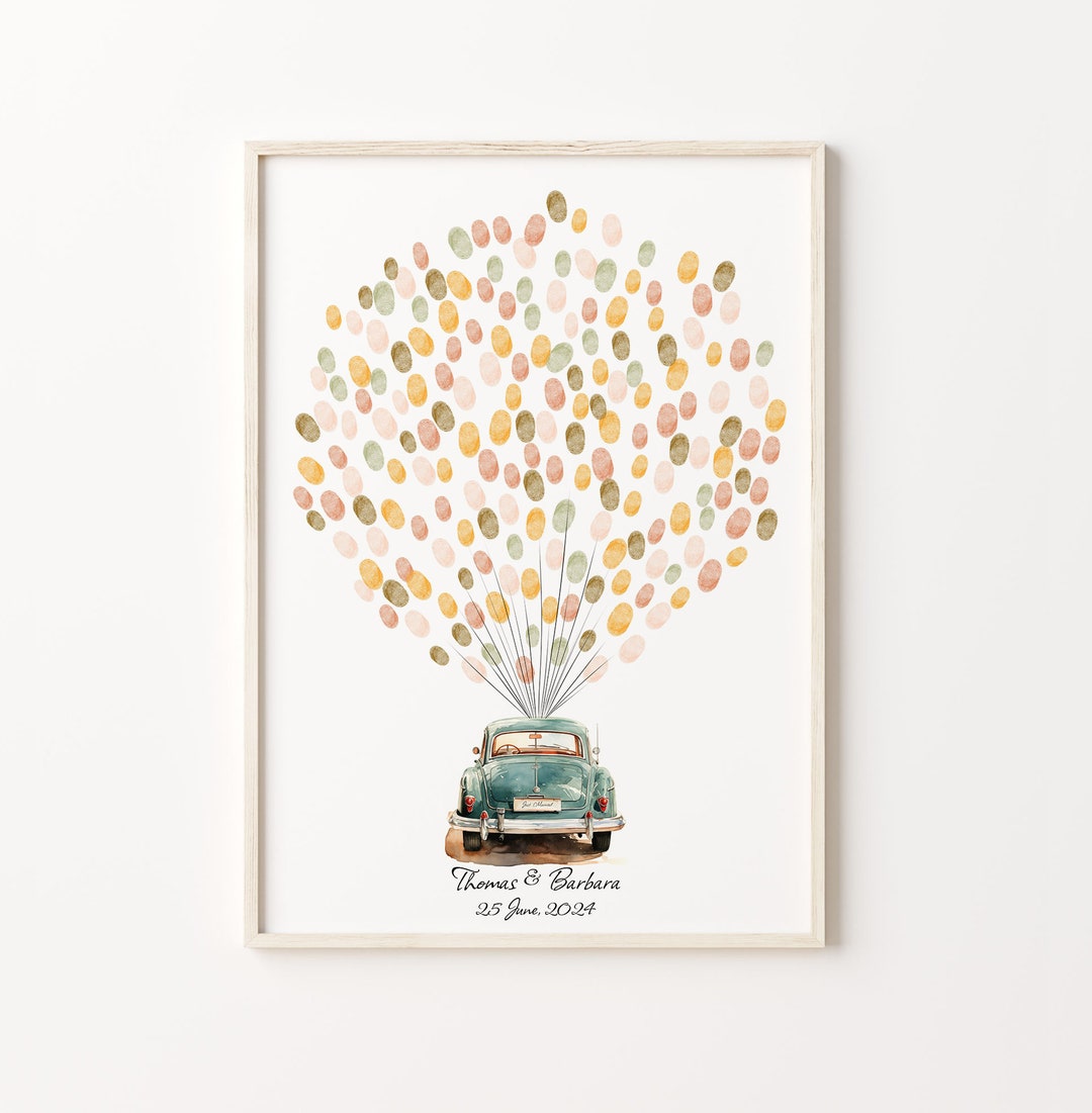 PRINTABLE Guest Book, Classic Car Wedding Fingerprint Guest Book ...