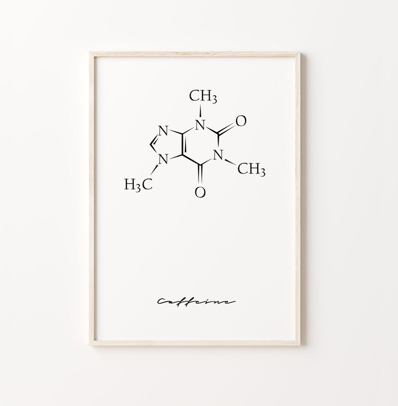 Caffeine Molecule Printable Art Coffee Print Kitchen Wall - Etsy