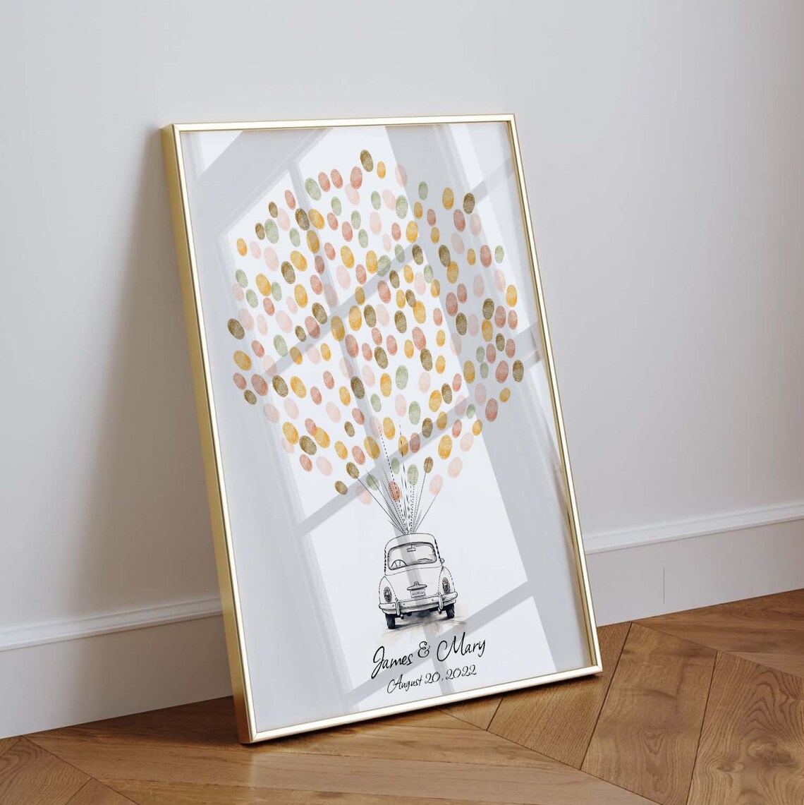 Vintage White Car Guest Book , PRINTABLE, Wedding Day Fingerprint Art ...