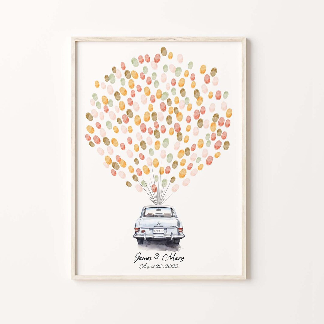 Vintage Mercedes Car Wedding Fingerprint Guest Book, PRINTABLE, Wedding ...