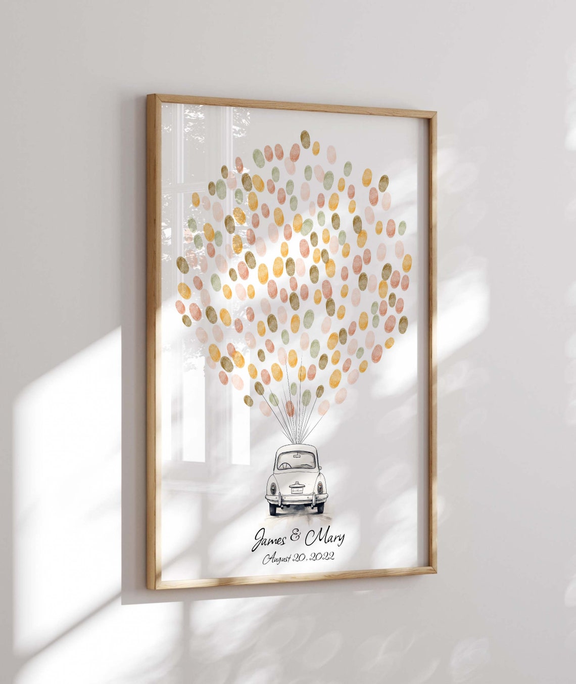 Vintage White Car Guest Book , PRINTABLE, Wedding Day Fingerprint Art ...