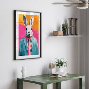 Dapper Bunny: A Colorful Modern Art Poster, Printable Art, Bunny Wall ...