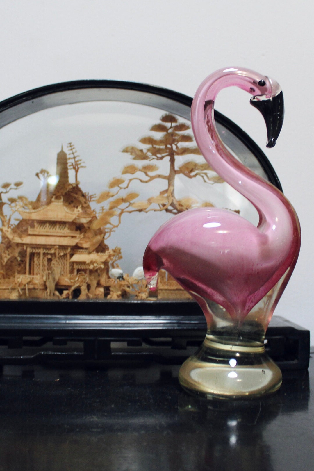Pink Art Glass Flamingo, Cased Pink Glass, Pink Flamingo Figurine - Etsy
