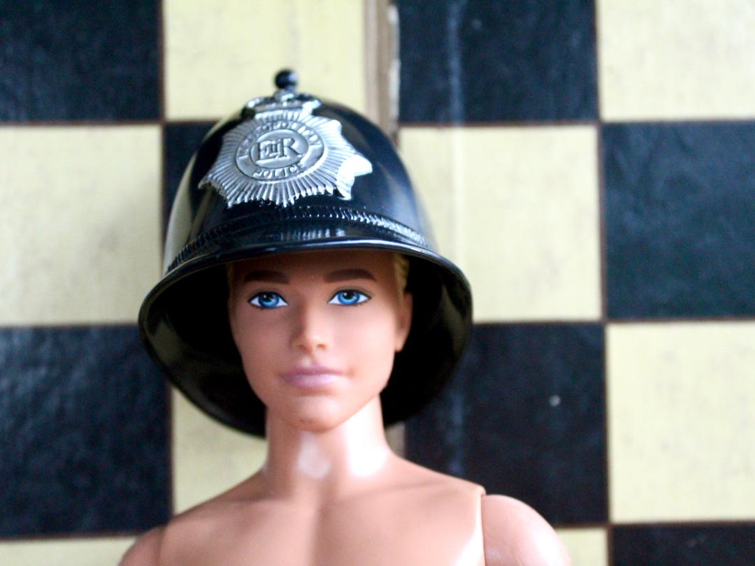 Vintage British Bobby Helmet Bell, Kitsch Police Helmet Bell, Black ...