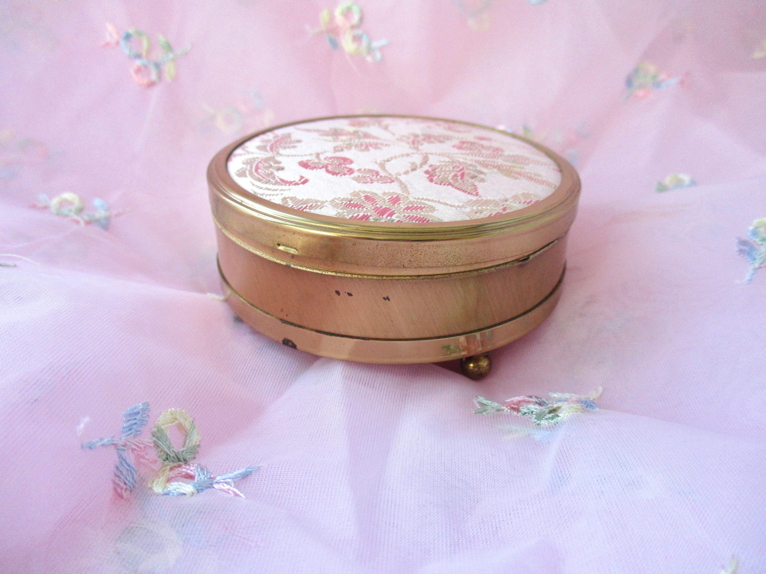 Vintage 1950's Margaret Rose Trinket Box Embroidered | Etsy