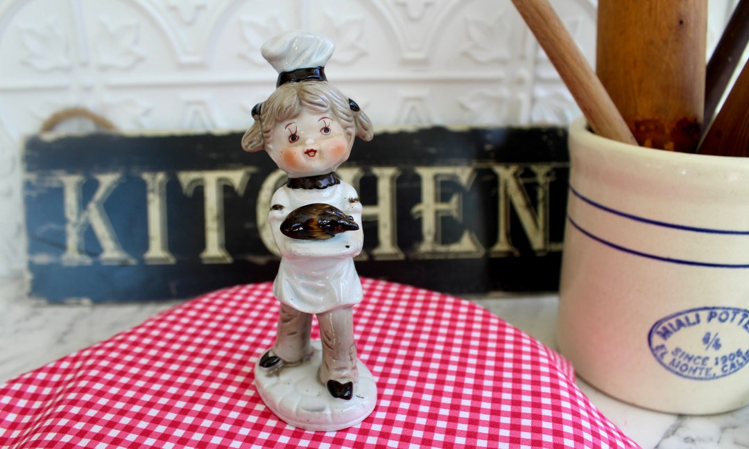 Vintage Ceramic Girl Chef Figurine Cooked Chook Rare Vintage - Etsy