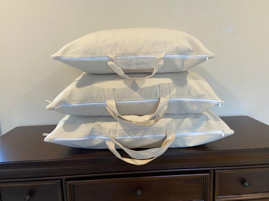 Cotton Canvas Pillow Storage Bag (pack of 2), Home & Travel,3 Colors, 3 ...