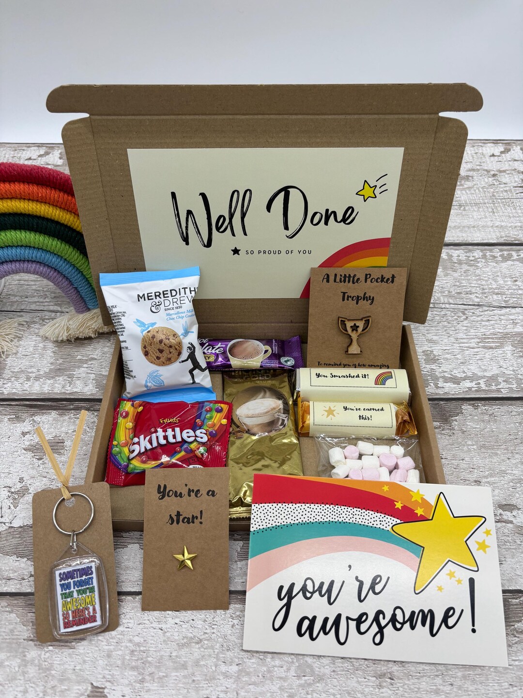 Well Done Gift Box: Pocket Trophy, Star Pin Badge, Postcard, Handmade ...