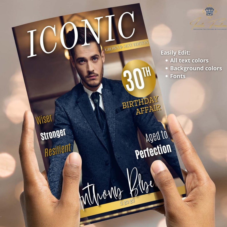 Folding DIY Birthday Magazine Invitation Template for Him - Etsy