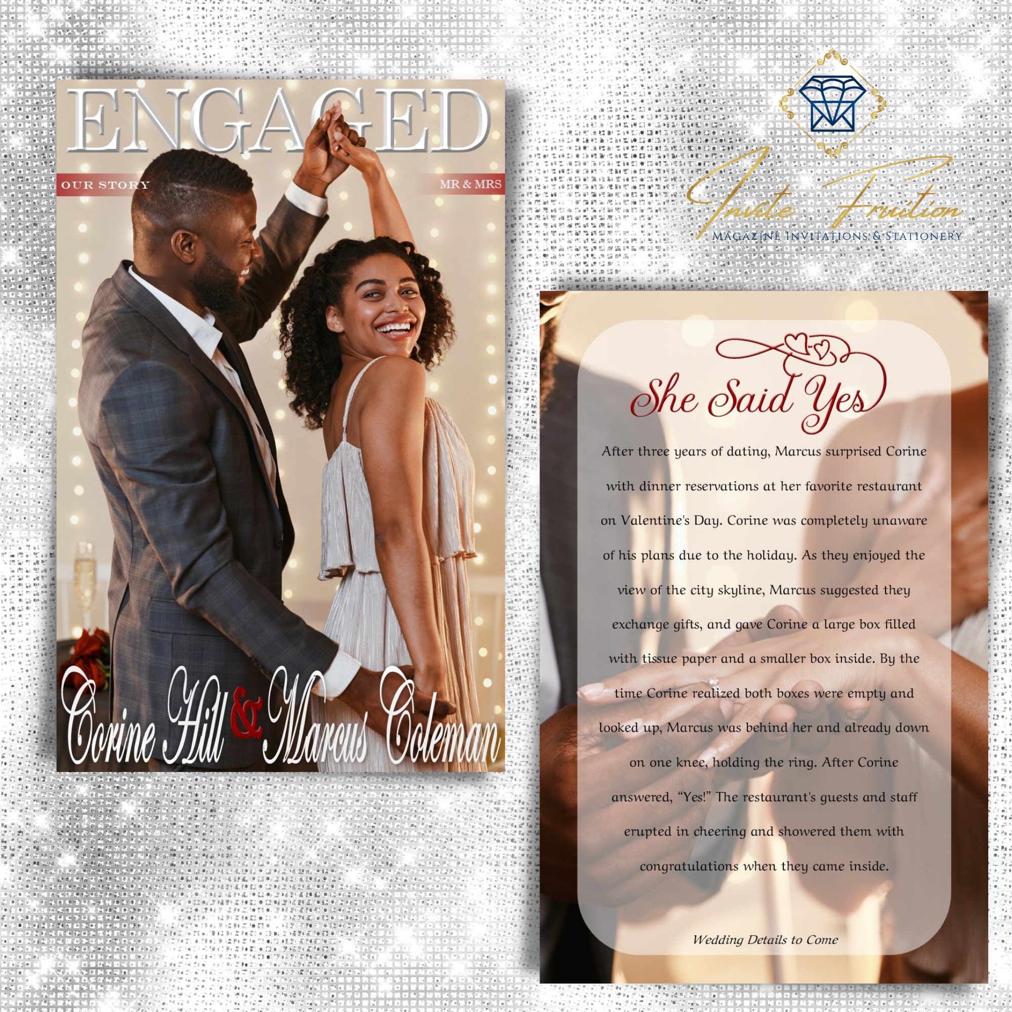 Engagement Magazine Cover and Wedding Save the Date Elegant - Etsy