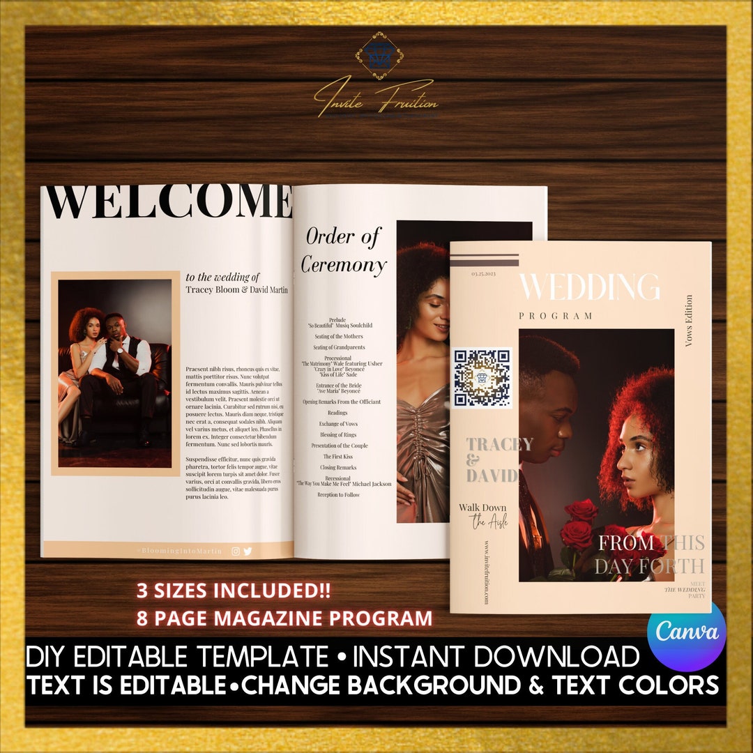 Wedding Magazine Program With 3 Sizes Included, Downloadable Fashion ...
