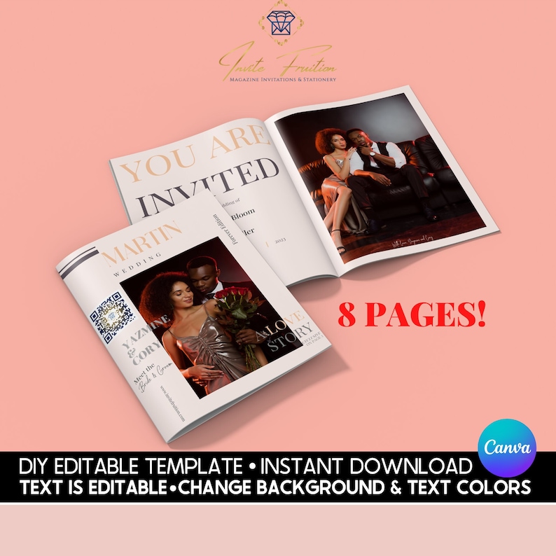 Editable Magazine Invitation for Wedding Folding Instant - Etsy