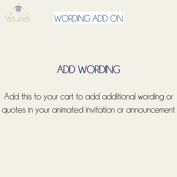 Wording Add on for Animated Invitation or Announcement Video | Etsy