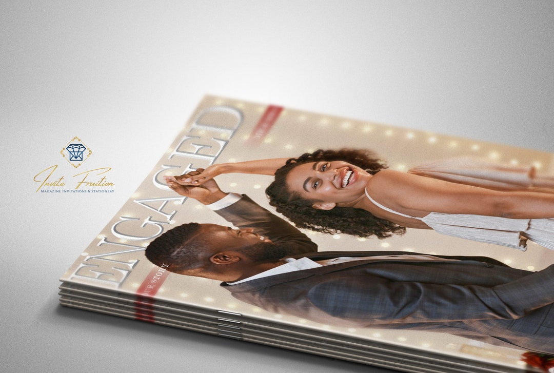 Modern Save the Date Wedding Magazine Cover Announcement, Romantic ...