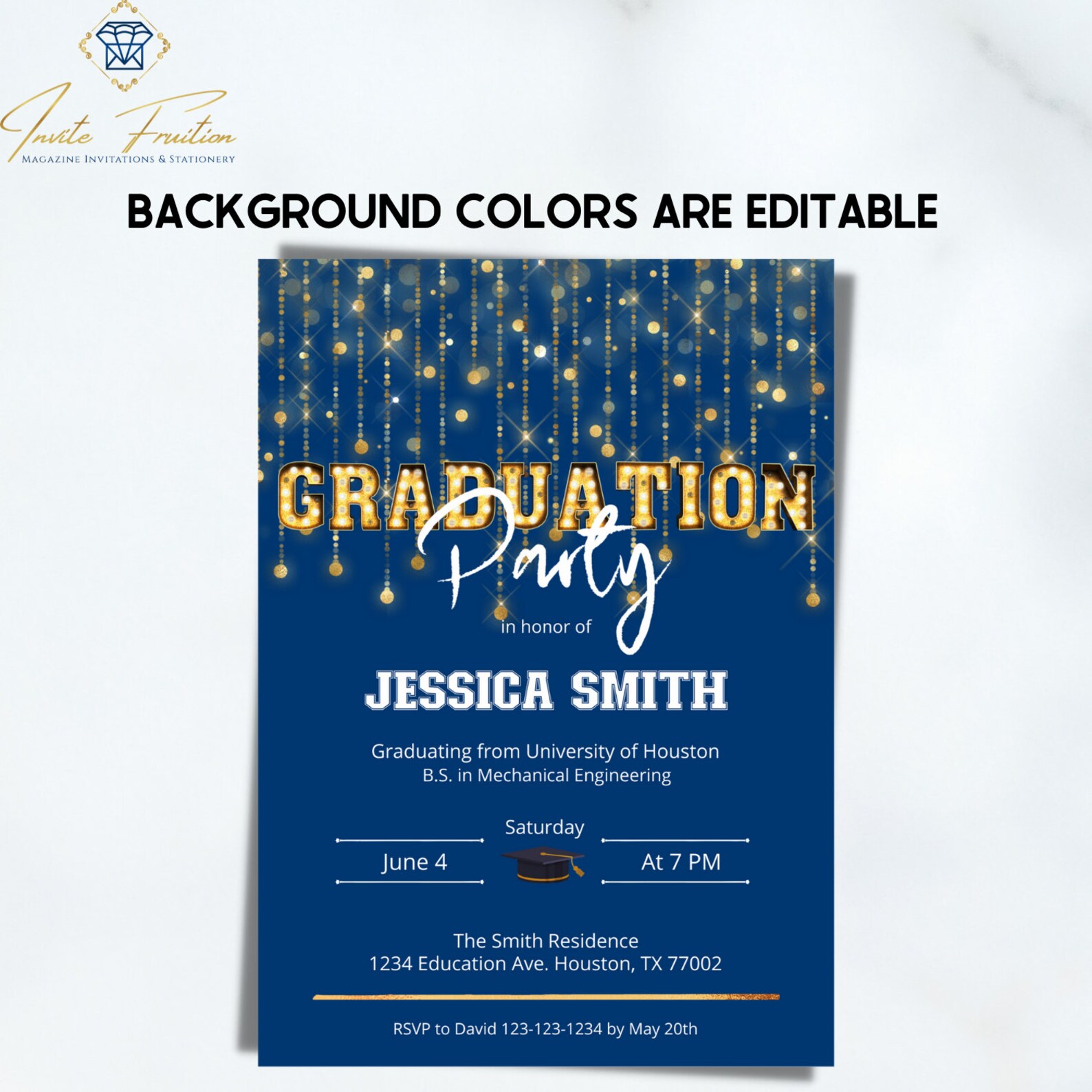 Class of 2022 Invites, Graduation Party Invitation Template, College ...