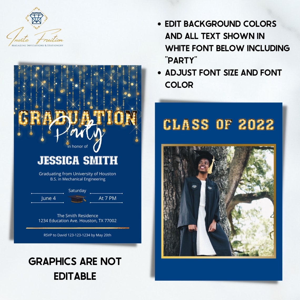 Class of 2022 Invites Graduation Party Invitation Template - Etsy