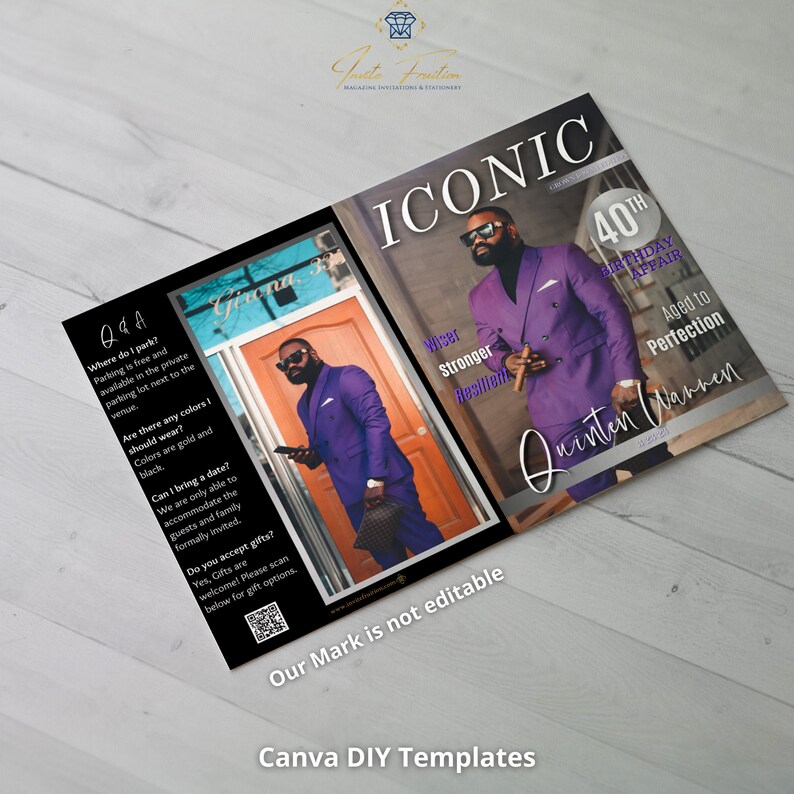 Folding DIY Birthday Magazine Invitation Template for Him - Etsy