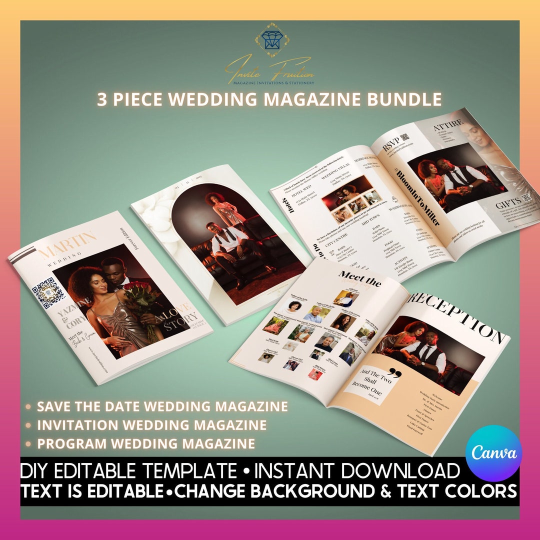 Wedding Magazine Bundle Instant Download Template With 8 Page Wedding ...