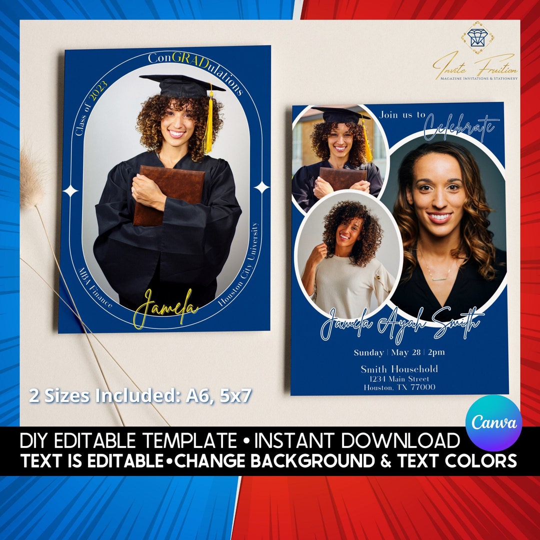 DIY Graduation Announcement Invitation With Photos for College or High ...