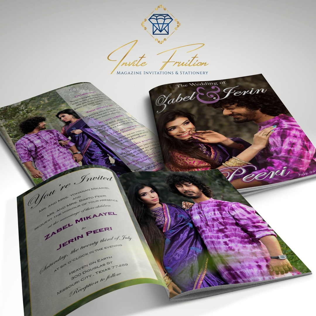 Wedding Magazine Invitation or Program, Unique Wedding Magazine Cover ...