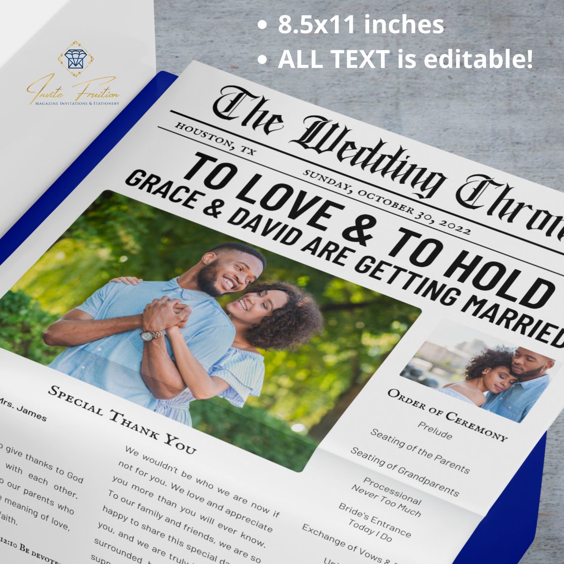 Instant Download DIY Wedding Newspaper Program Folding - Etsy