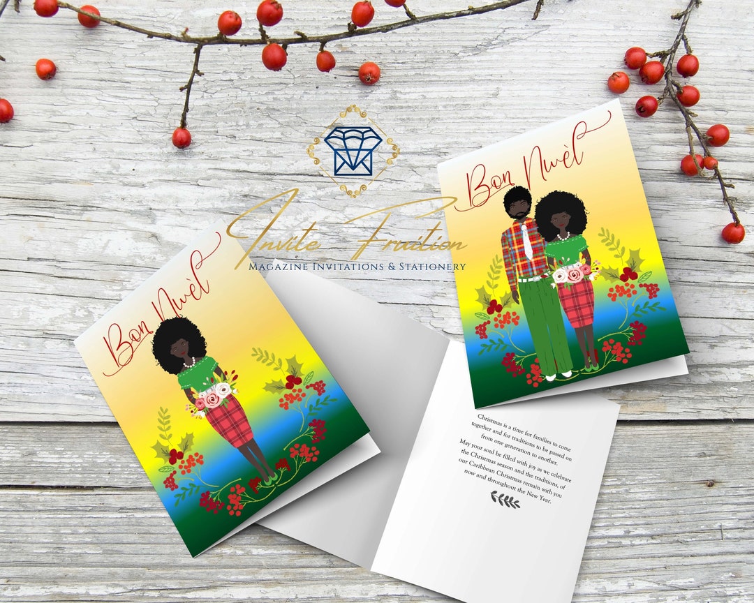 Caribbean Christmas Card, Black Woman Christmas, Black Man Christmas ...