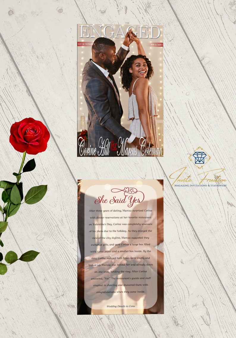 Engagement Magazine Cover and Wedding Save the Date Elegant - Etsy