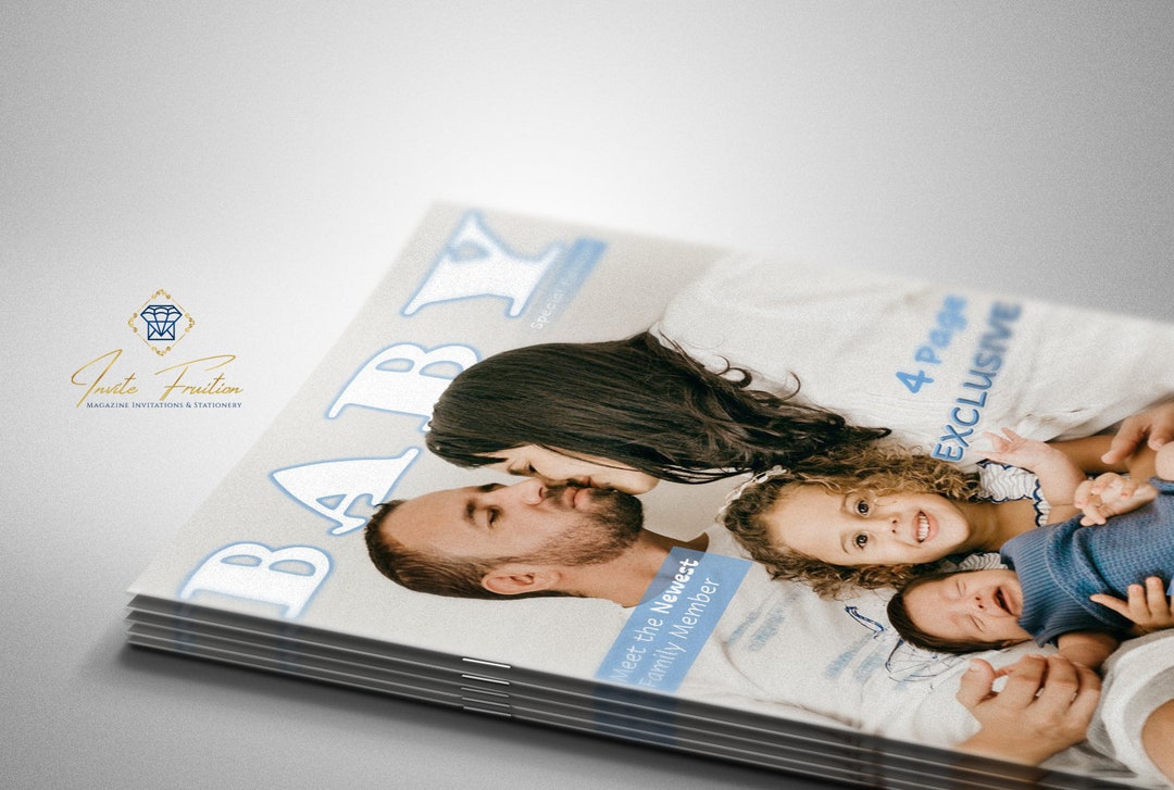 Child Birthday Magazine Invitation, Photo Announcement and Gender ...