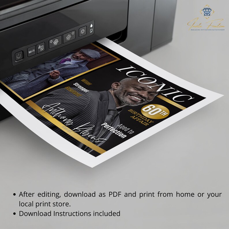 Folding DIY Birthday Magazine Invitation Template for Him - Etsy