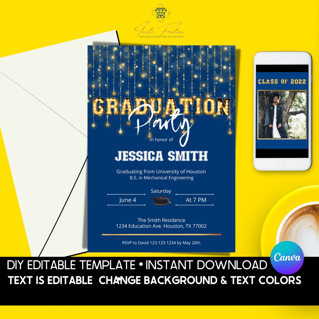 Class of 2023 Invites, Graduation Party Invitation Template, College ...