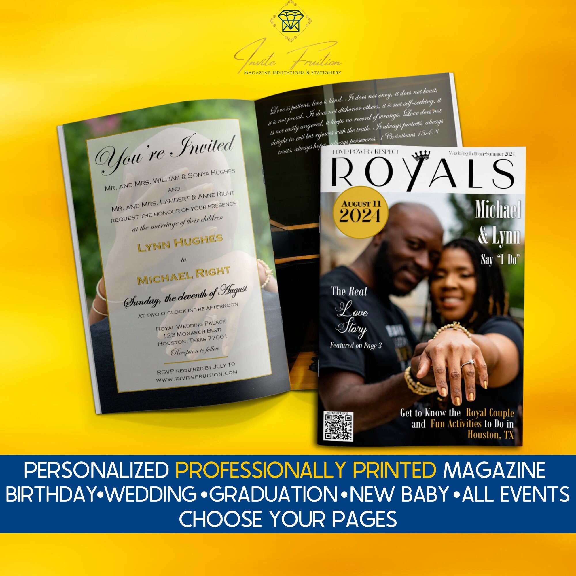 Royal Wedding Magazine Invitation: Engagement Photo, Love Story - Etsy