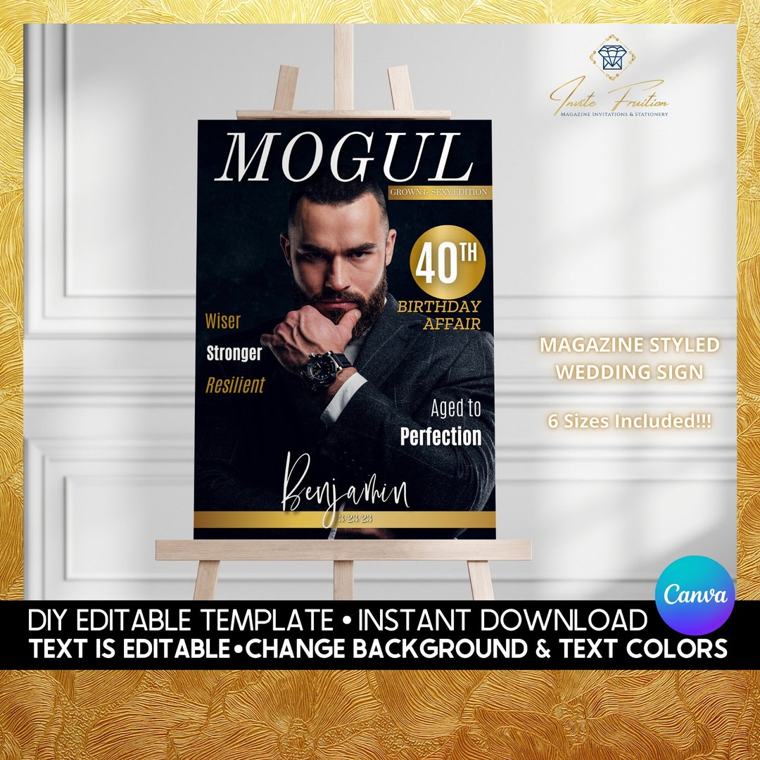 Men's Birthday Magazine Cover Sign Template: DIY Welcome Decor (digital ...