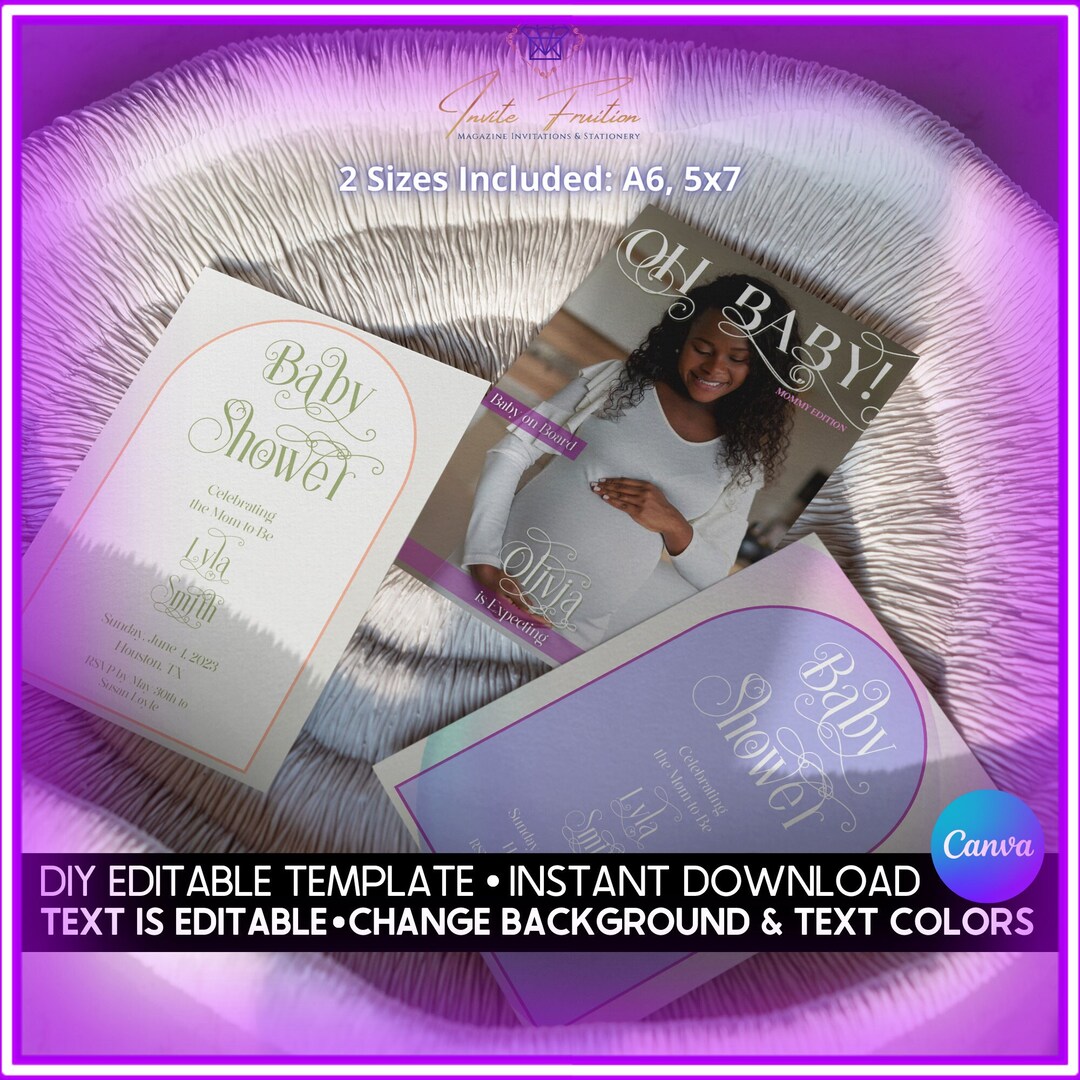 Baby Shower Magazine Cover Invitation Template: Editable Gender Neutral ...