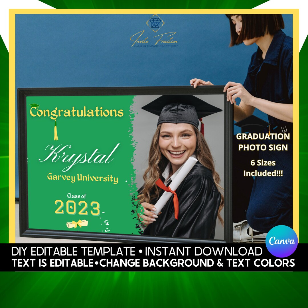DIY Photo Graduation Party Yard Sign Template, Instant Download Grad ...