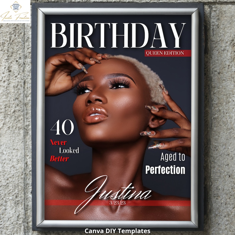 Modern Birthday Magazine Cover Sign Template: DIY Printable (digital ...