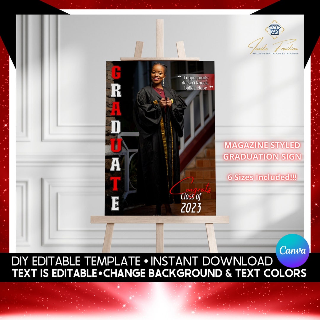 DIY Graduation Magazine Sign Template, Instant Download DIY Photo Grad ...