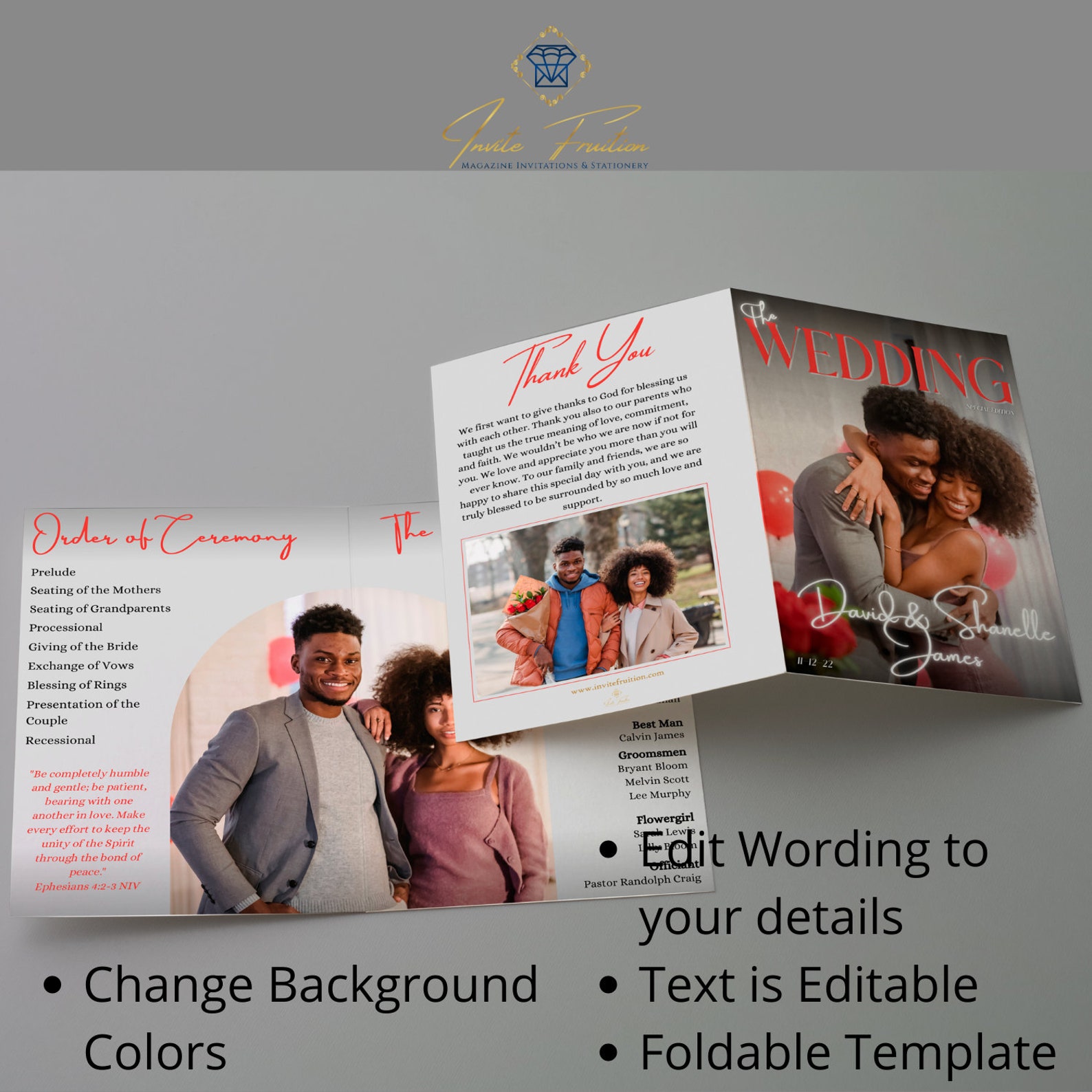 Instant Download 4 Page DIY Wedding Magazine Cover, Folding Wedding ...