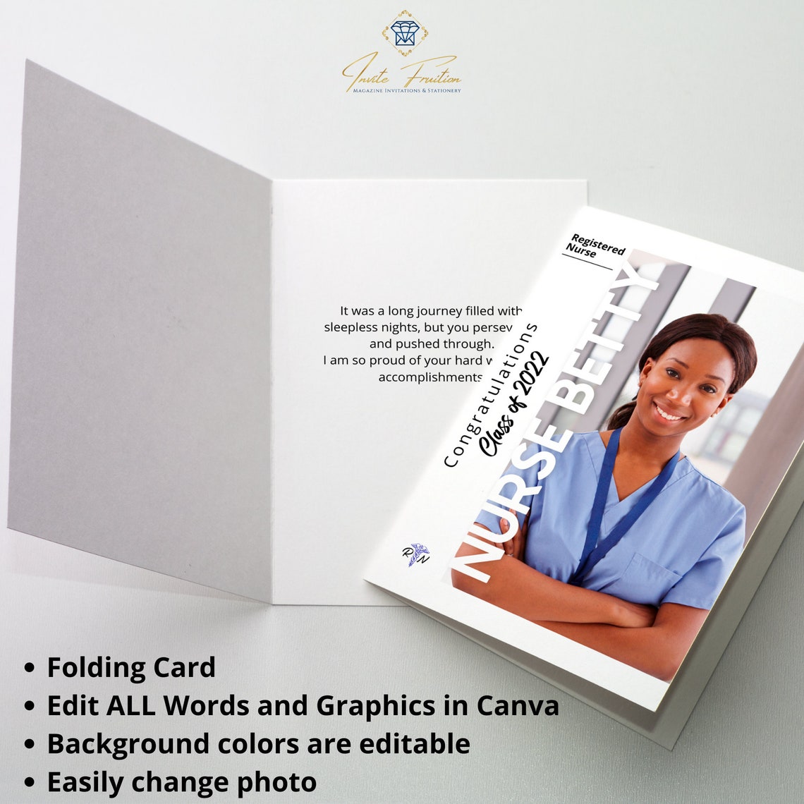 Medical Graduation Card Editable Template, Modern Printable Folding ...