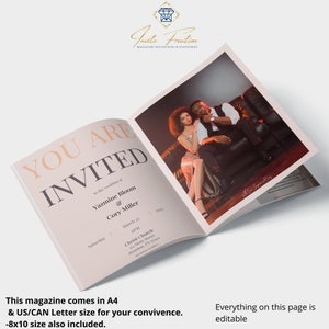 Editable Magazine Invitation for Wedding, Folding Instant Download DIY ...