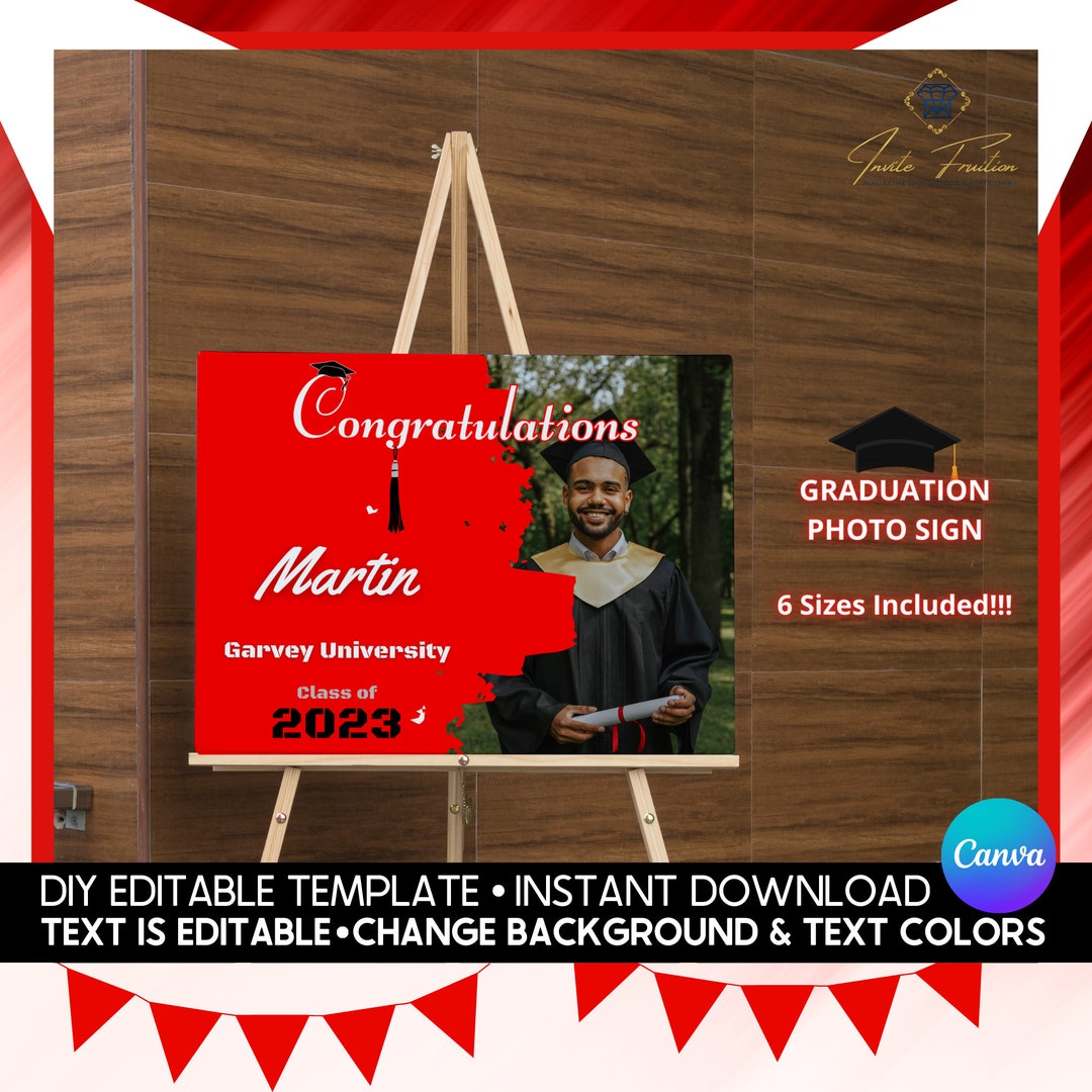 DIY Photo Graduation Yard Sign Template, Instant Download Grad Party ...