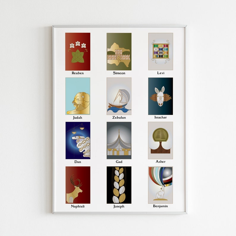 Twelve Tribes Fine Art Print (tribe Names in English) - the Tribes ...