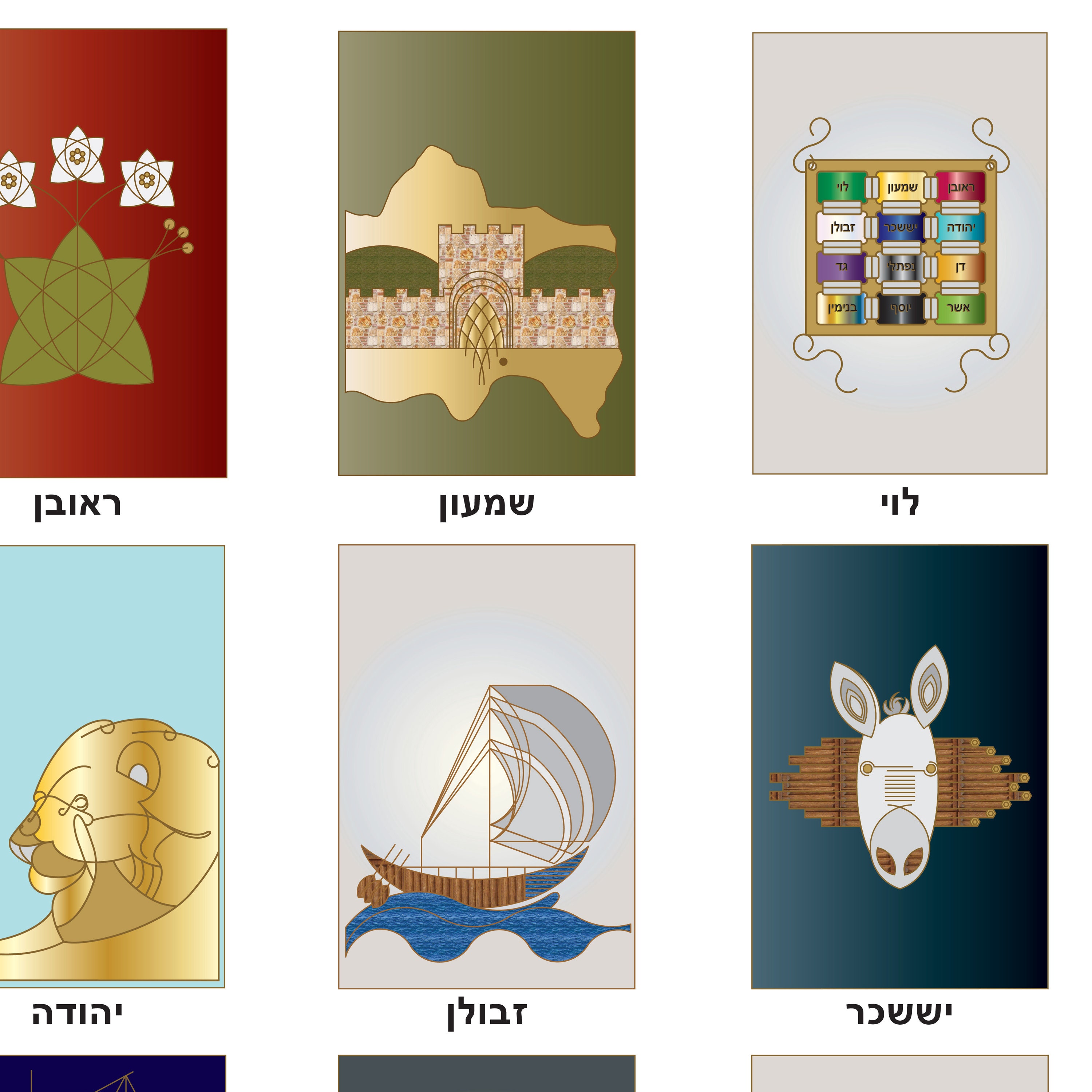 Twelve Tribes Fine Art Print (tribe Names in Hebrew) - the Tribes ...