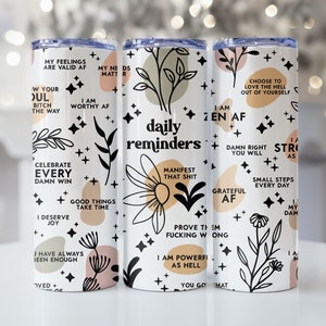 Daily Reminders Tumbler Motivational Gift for Women Daily Reminders ...