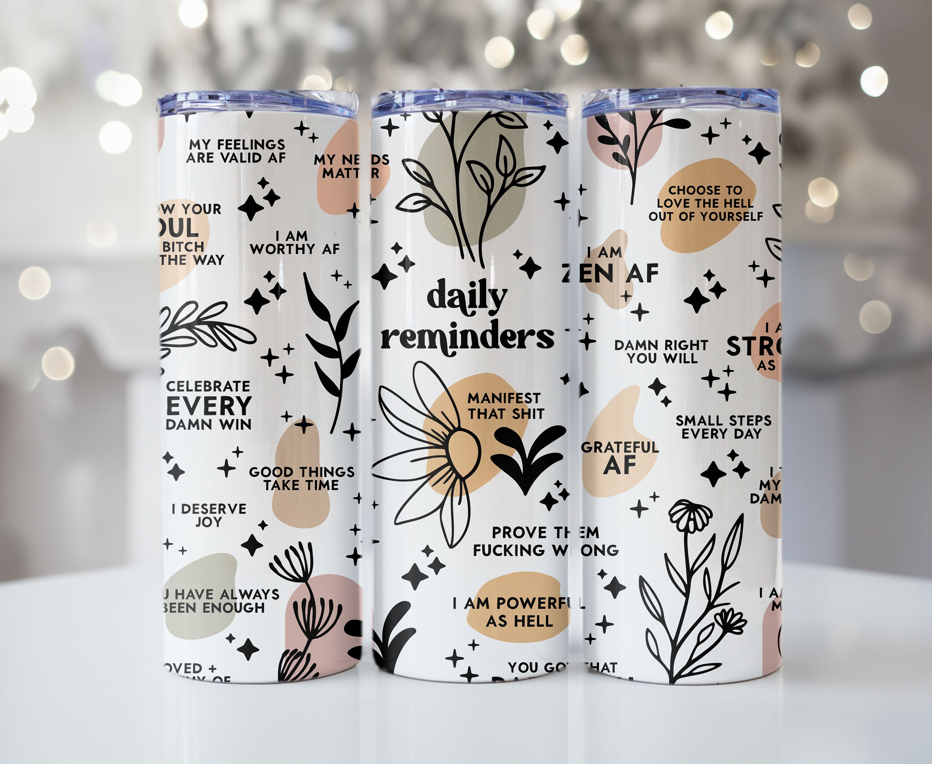Daily Reminders Tumbler Motivational Gift for Women Daily Reminders ...