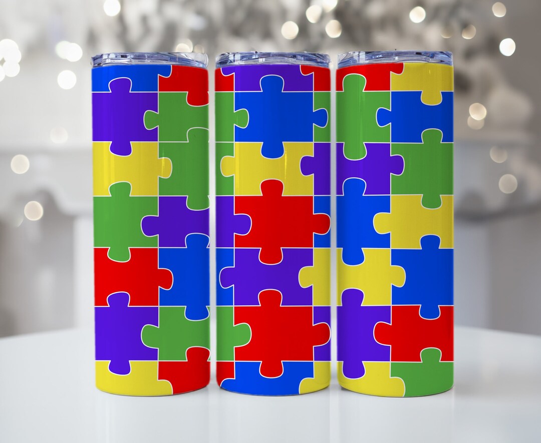 Autism Awareness Puzzle Tumbler, Stainless Steel Autism Awareness Cup ...