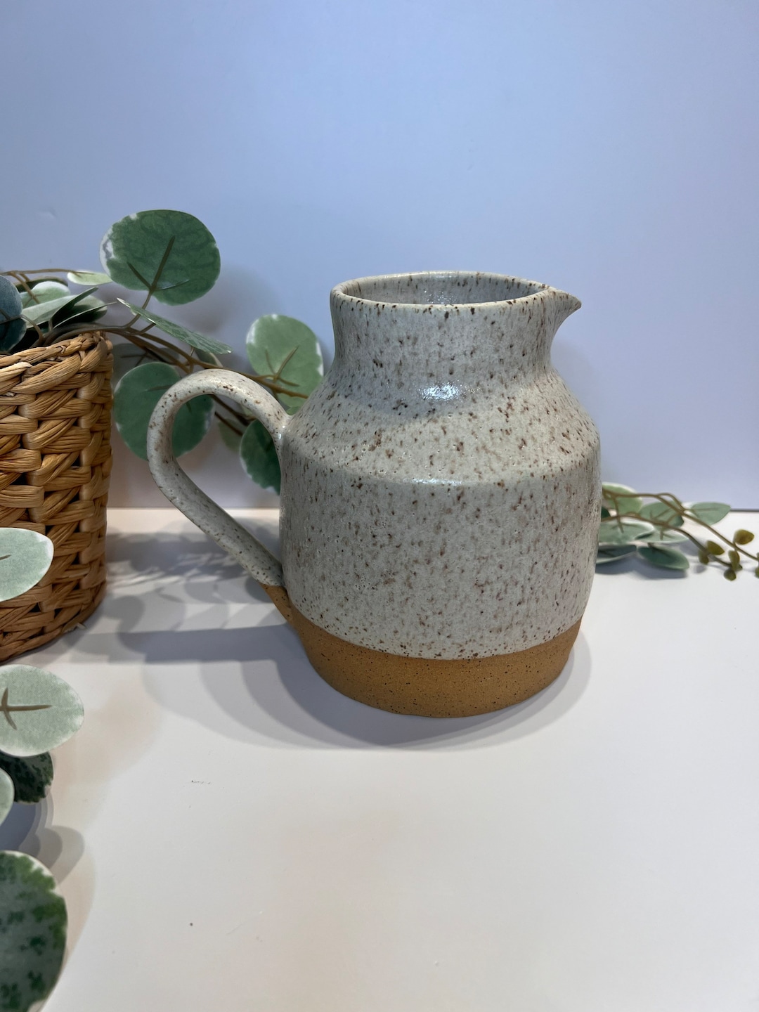 Handmade Ceramic Pitcher, Boho Coffee Pitcher, Coffee Pitcher, White ...